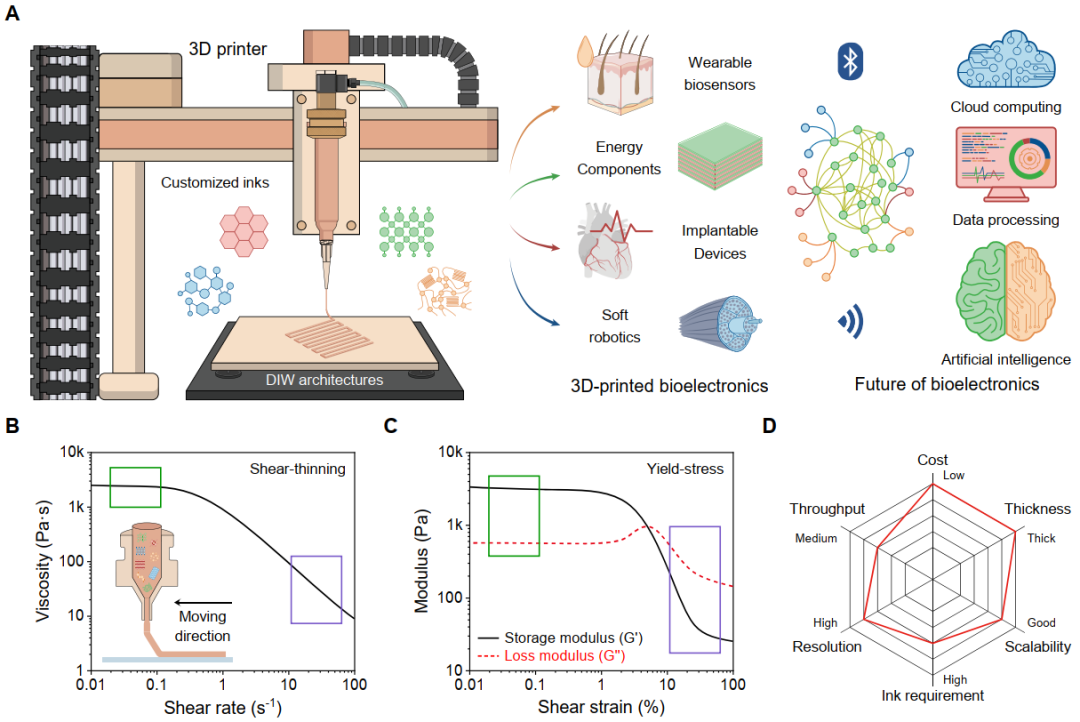 Direct-Ink-Writing 3D-Printed Bioelectronics